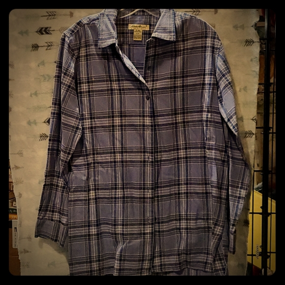 Eddie Bauer | Tops | Vintage Eddie Bauer S Plaid Fleece Purple Button ...